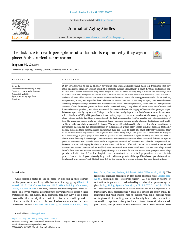 (PDF) The distance to death perceptions of older adults explain why ...