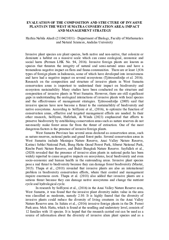 (PDF) EVALUATION OF THE COMPOSITION AND STRUCTURE OF INVASIVE PLANTS IN ...