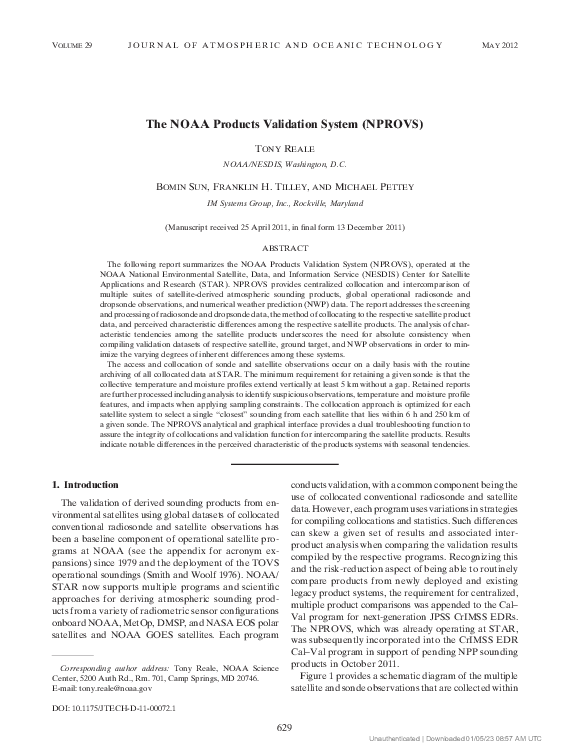 (PDF) The NOAA Products Validation System (NPROVS)