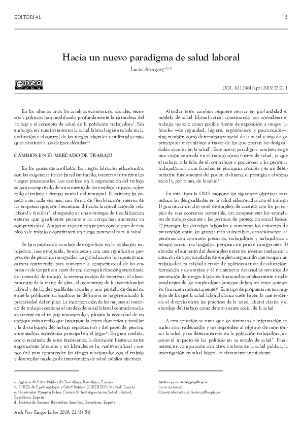 (PDF) Hacia un nuevo paradigma de salud laboral