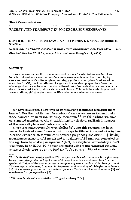 (PDF) Facilitated transport in ion-exchange membranes