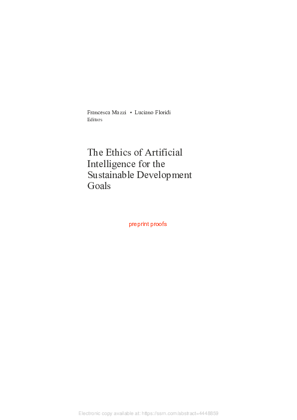 (PDF) The Ethics of Artificial Intelligence for the Sustainable Development Goals