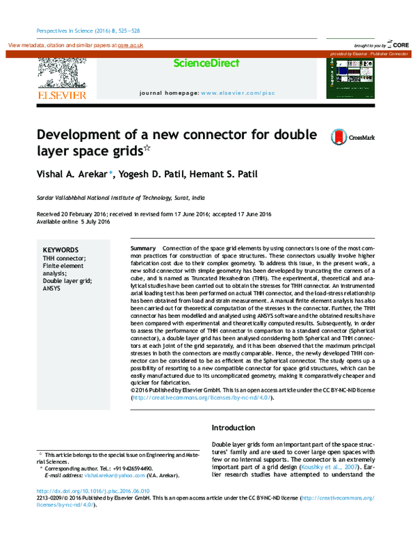 (PDF) Development of a new connector for double layer space grids