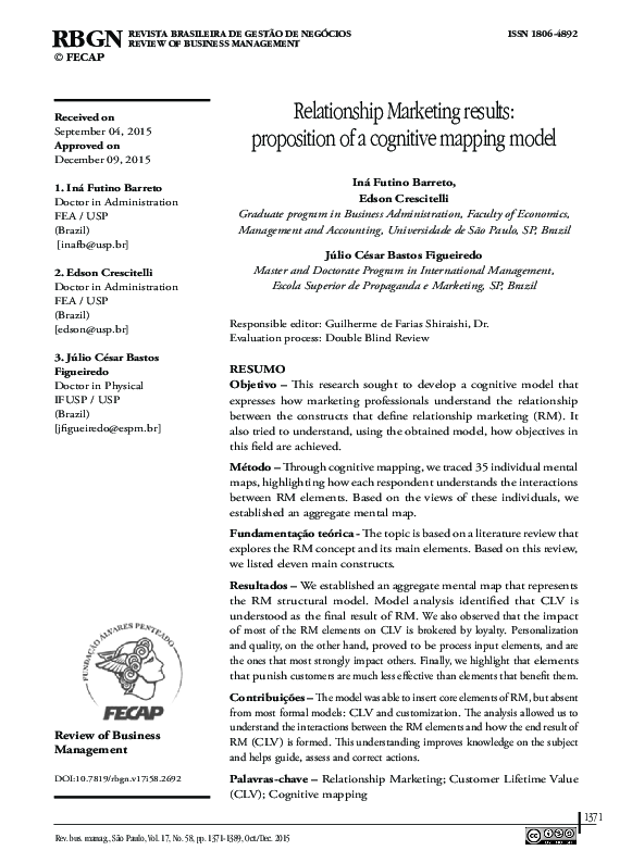 (PDF) Cognitive Mapping in Relationship Marketing