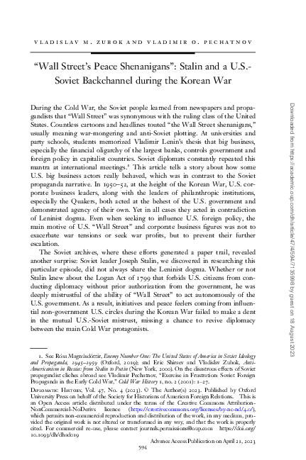 (PDF) “Wall Street’s Peace Shenanigans”: Stalin and a U.S.-Soviet ...