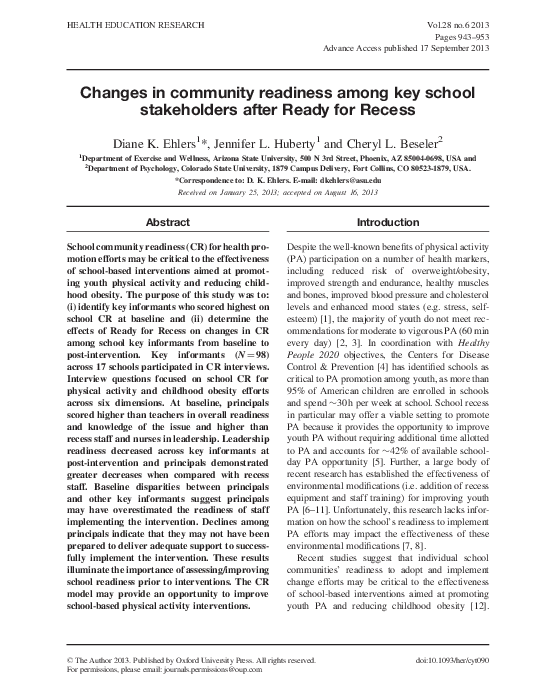 (PDF) Changes in community readiness among key school stakeholders ...