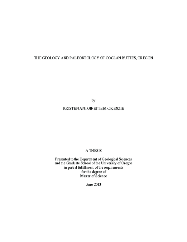 (PDF) The Geology and Paleontology of Coglan Buttes, Oregon: The First ...