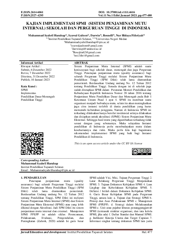 (PDF) Kajian Implementasi Spmi (Sistem Penjaminan Mutu Internal) Sekolah Dan Perguruan Tinggi DI ...