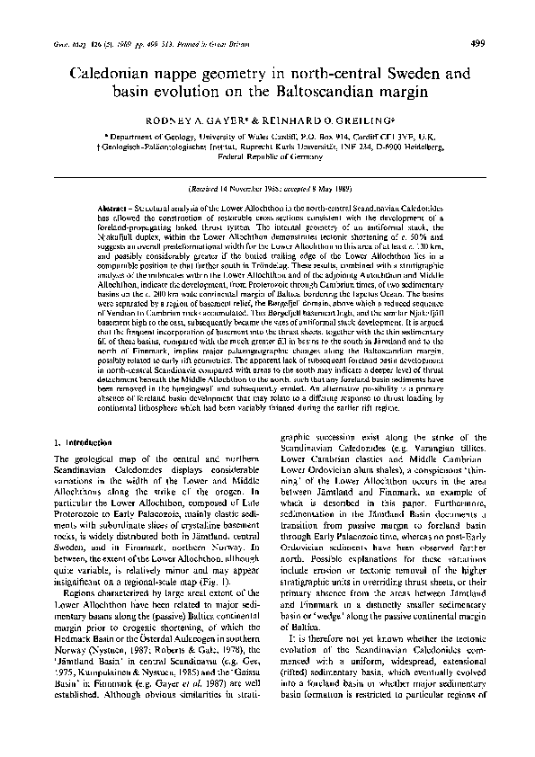 (PDF) Caledonian nappe geometry in north-central Sweden and basin ...