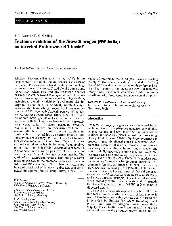(PDF) Tectonic evolution of the Aravalli orogen (NW India): an inverted ...