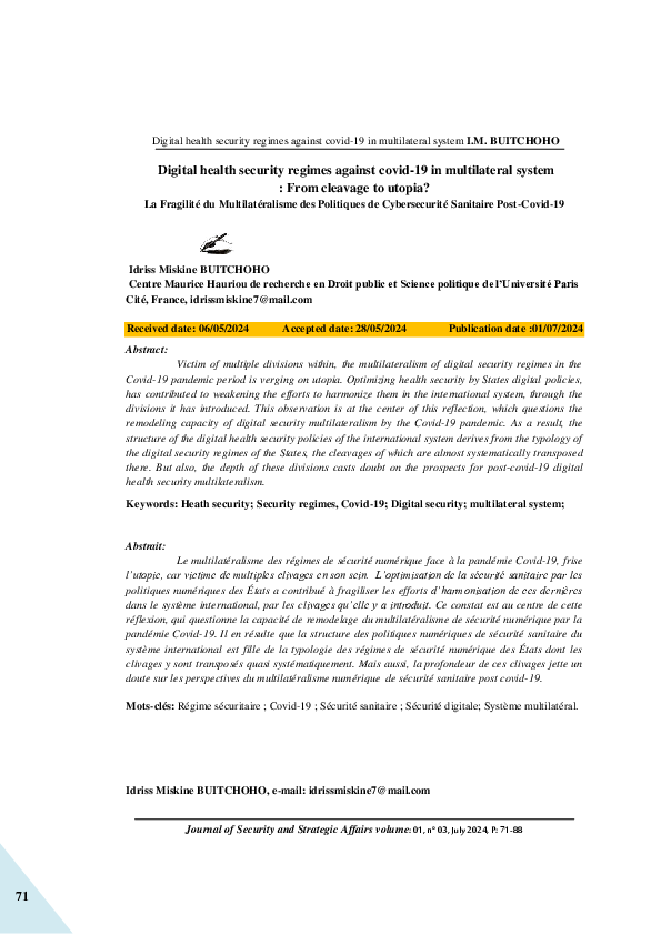 (PDF) Digital health security regimes against covid-19 in multilateral ...
