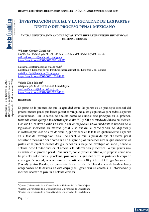 (PDF) INVESTIGACIÓN INICIAL Y LA IGUALDAD DE LAS PARTES DENTRO DEL ...