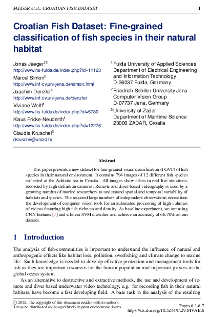 (PDF) Croatian Fish Dataset: Fine-grained classification of fish ...