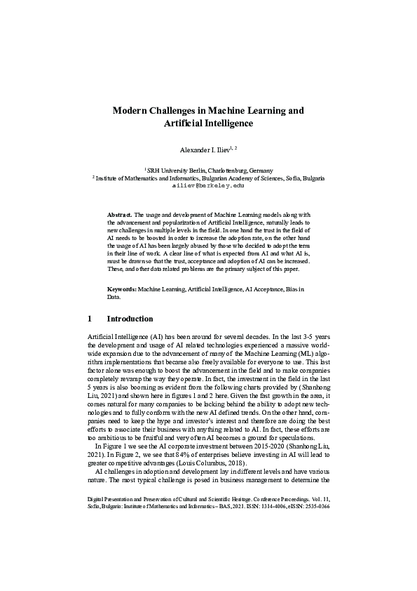 (PDF) Modern Challenges in Machine Learning and Artificial Intelligence