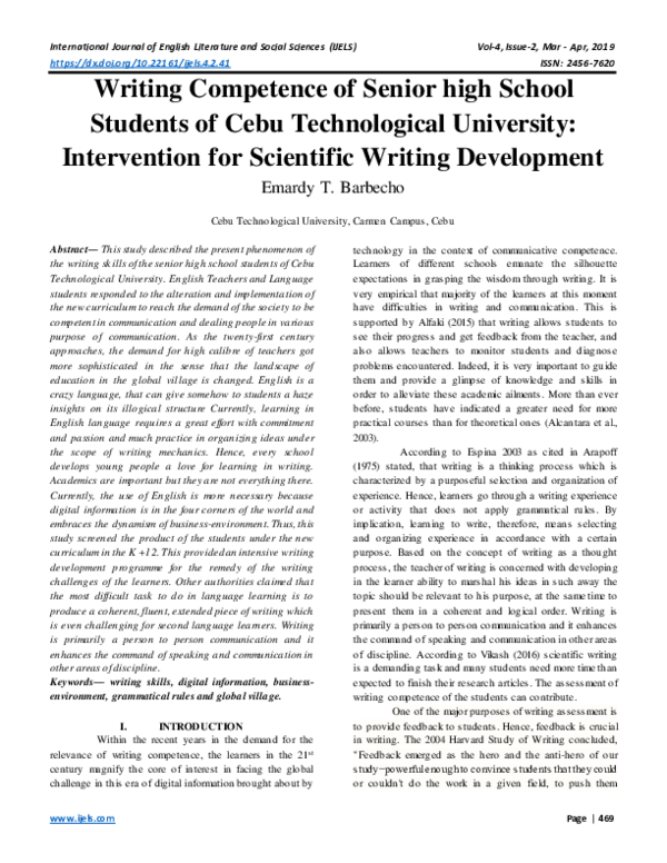 (PDF) Writing Competence of Senior high School Students of Cebu ...