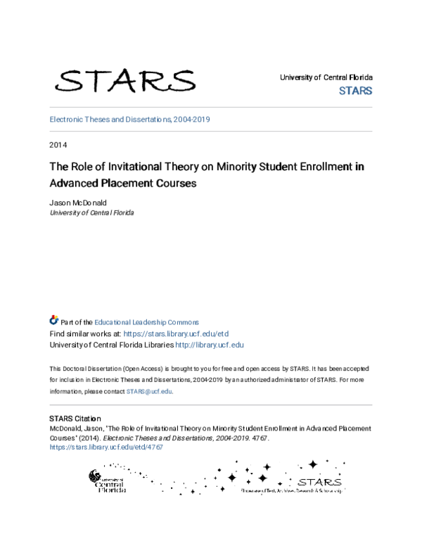 (PDF) The Role of Invitational Theory on Minority Student Enrollment in ...