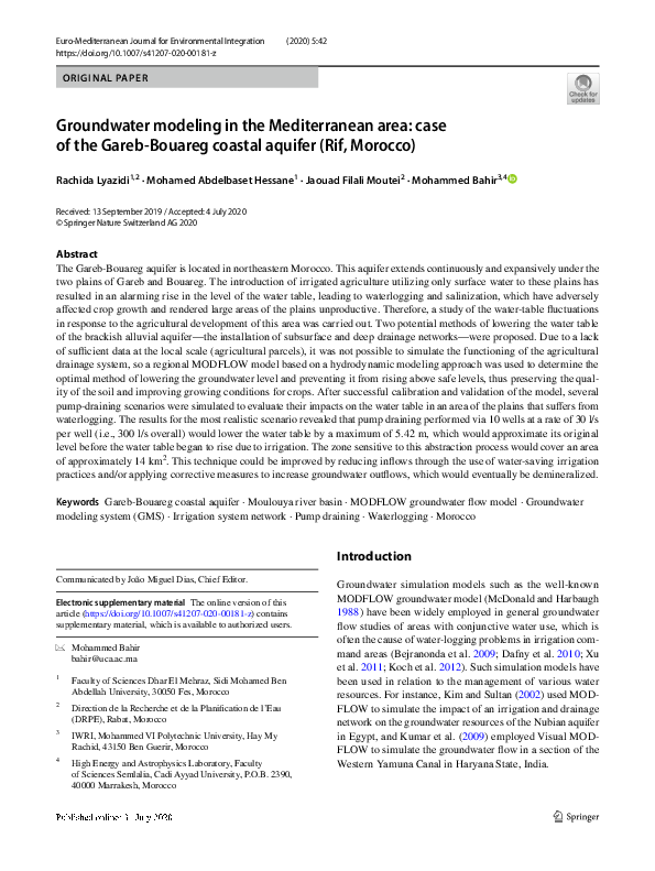 (PDF) Groundwater modeling in the Mediterranean area: case of the Gareb ...