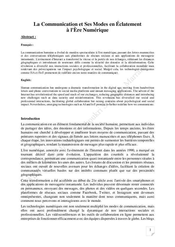 (PDF) La Communication et Ses Modes en Éclatement à l'Ère Numérique