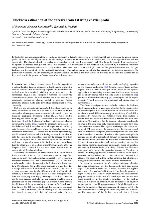(PDF) Thickness estimation of the subcutaneous fat using coaxial probe ...