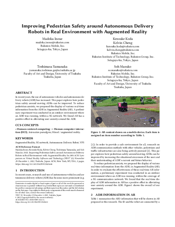 (PDF) Improving Pedestrian Safety around Autonomous Delivery Robots in Real Environment with ...