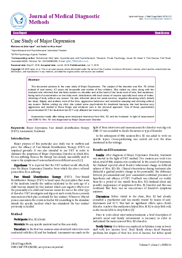 (PDF) Case Study of Major Depression