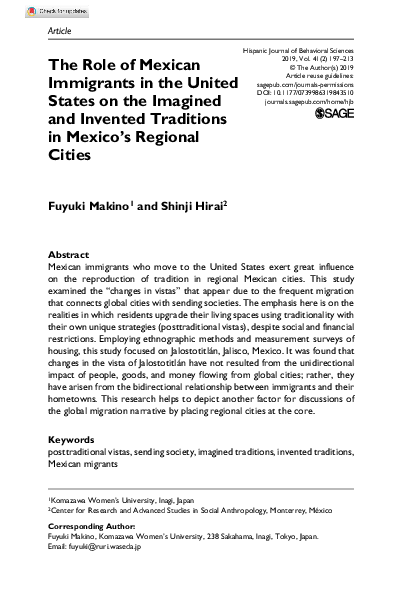 (PDF) The Role of Mexican Immigrants in the United States on the ...