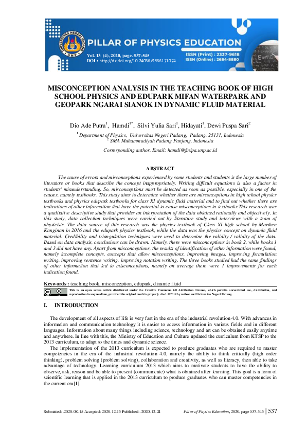 (PDF) Misconception Analysis in The Teaching Book of High School ...