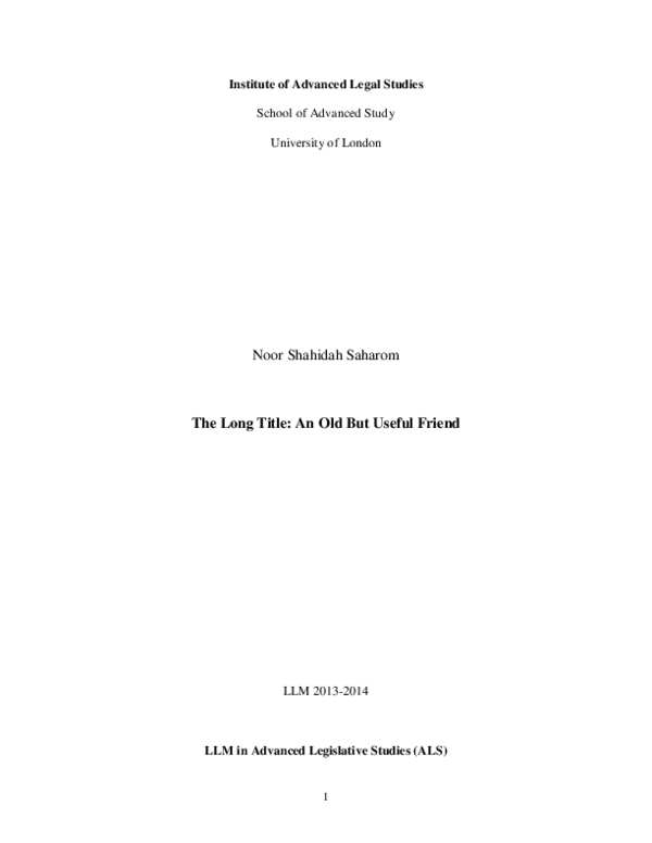 (PDF) The Long Title: An Old But Useful Friend
