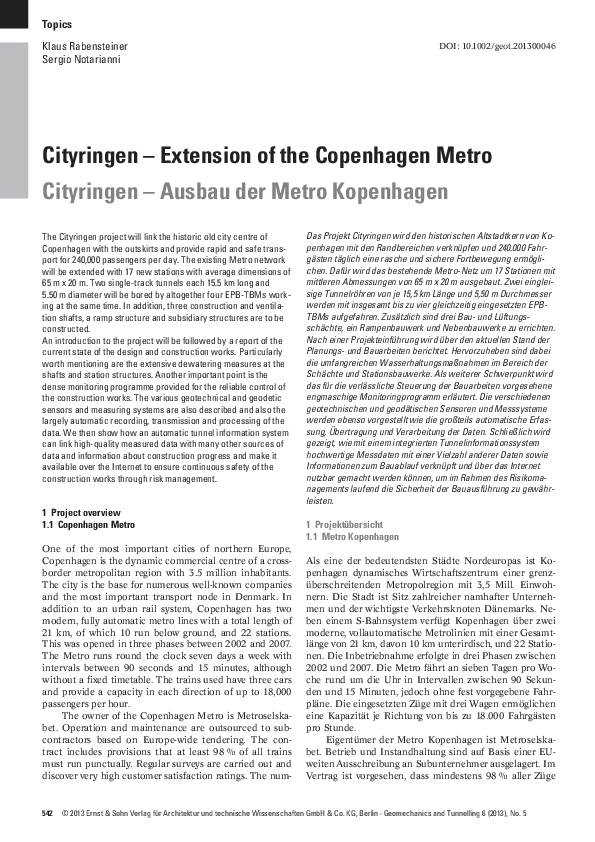 (PDF) Cityringen - Extension of the Copenhagen Metro / Cityringen ...