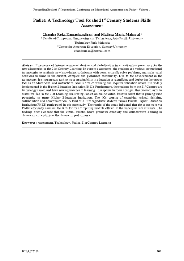 (PDF) Padlet: A Technology Tool for the 21st Century Students Skills ...