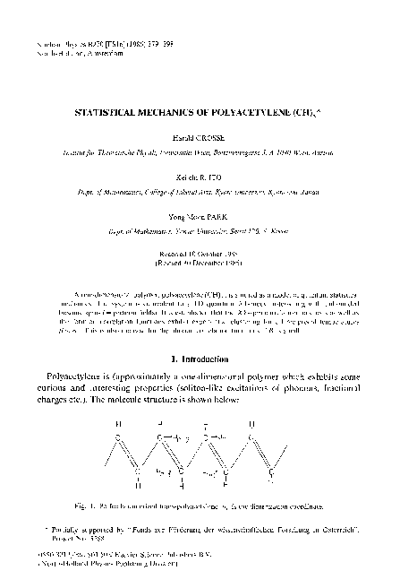 (PDF) Statistical mechanics of polyacetylene (CH)x