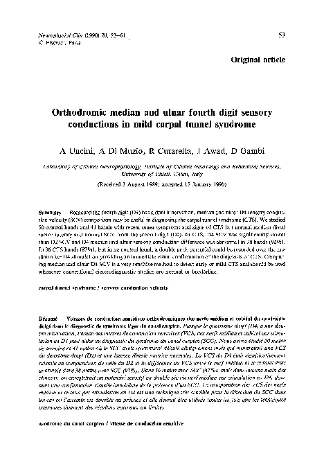 (PDF) Orthodromic median and ulnar fourth digit sensory conductions in ...