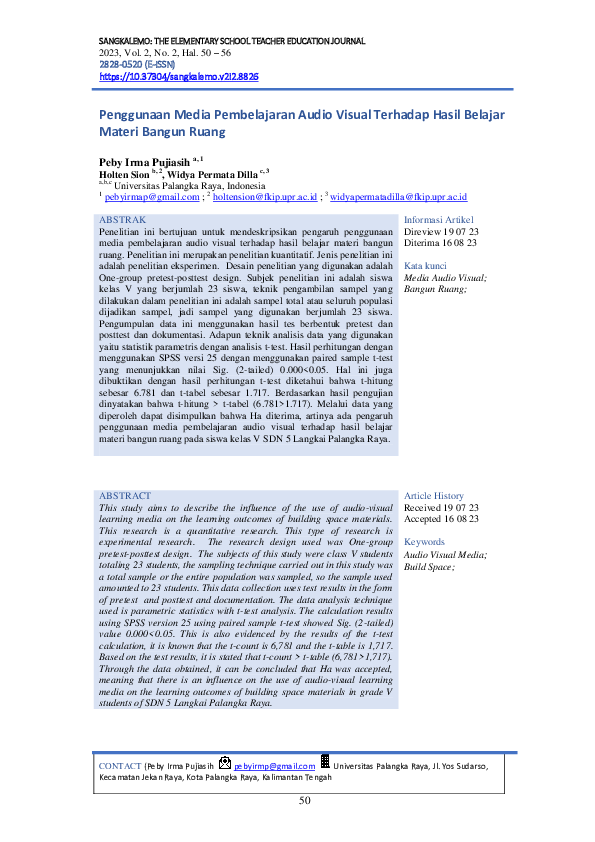 (PDF) Penggunaan Media Pembelajaran Audio Visual Terhadap Hasil Belajar ...
