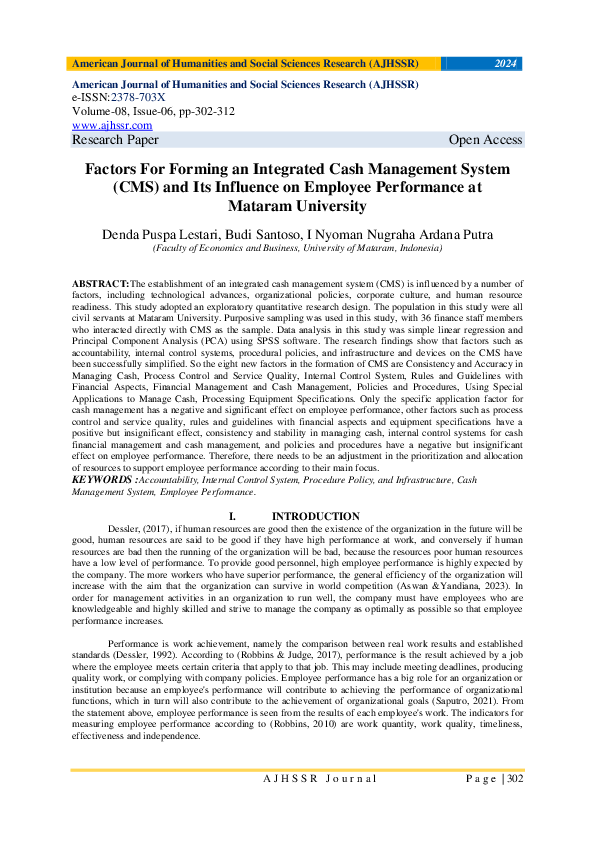 (PDF) Factors For Forming an Integrated Cash Management System (CMS ...