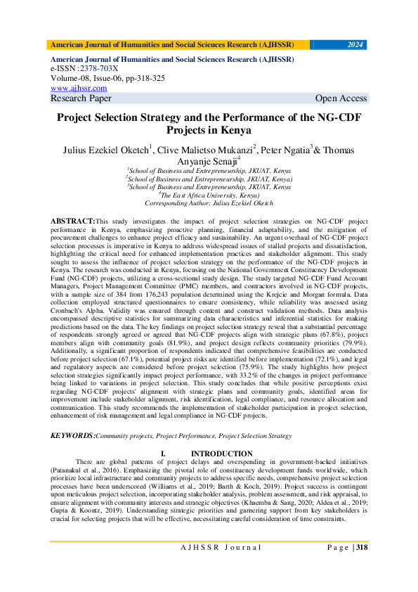 (PDF) Project Selection Strategy and the Performance of the NG-CDF ...