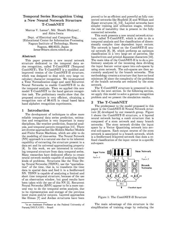 (PDF) Temporal series recognition using a new neural network structure T-CombNET