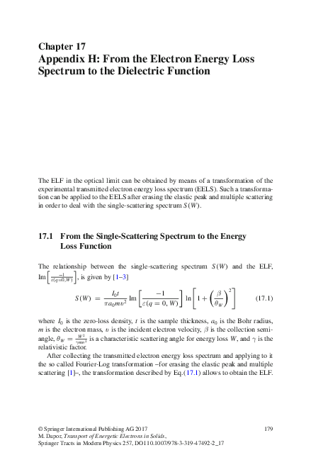 (PDF) Appendix H: From the Electron Energy Loss Spectrum to the ...