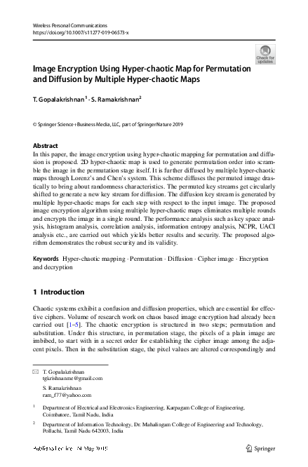 (PDF) Image Encryption Using Hyper-chaotic Map for Permutation and Diffusion by Multiple Hyper ...
