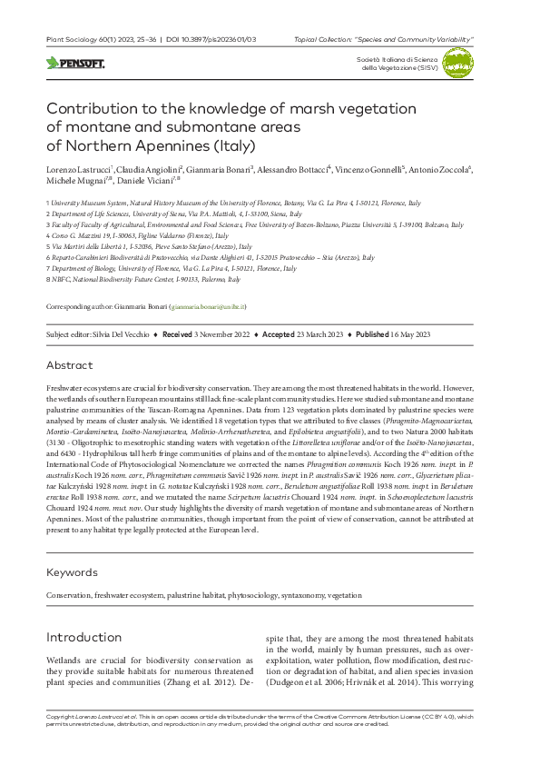 (PDF) Contribution to the knowledge of marsh﻿ vegetation of montane and ...