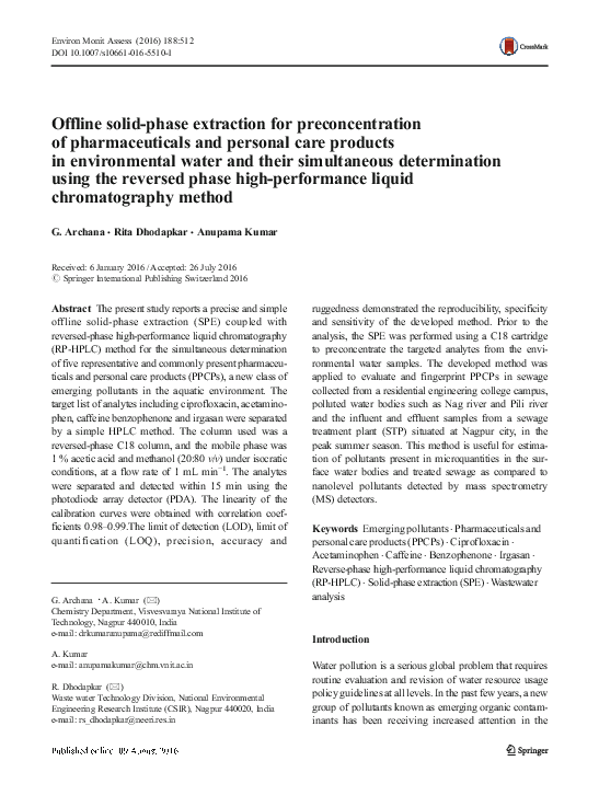 (PDF) Offline solid-phase extraction for preconcentration of ...