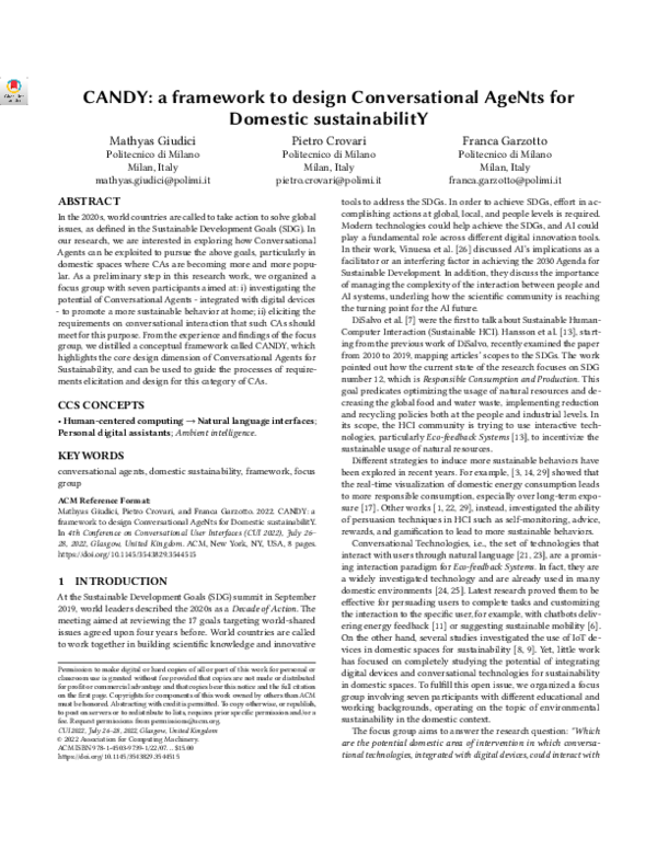 (PDF) CANDY: a framework to design Conversational AgeNts for Domestic ...