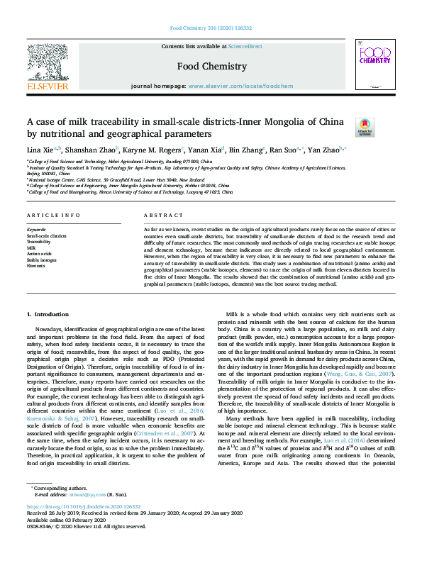 (PDF) A case of milk traceability in small-scale districts-Inner ...