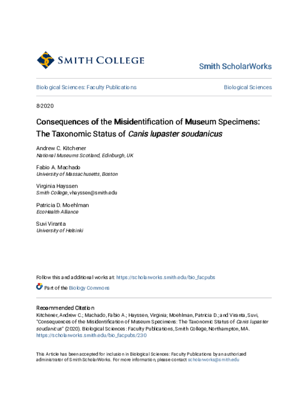 (PDF) Consequences of the misidentification of museum specimens: the ...