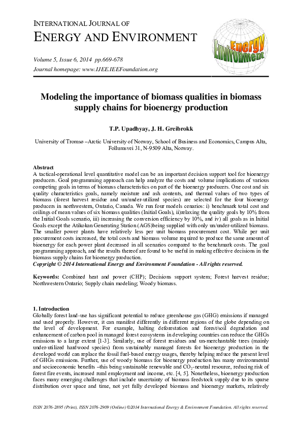 (PDF) Modeling the importance of biomass qualities in biomass supply ...