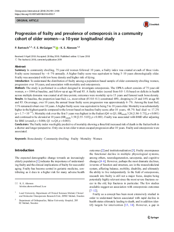 (PDF) Progression of frailty and prevalence of osteoporosis in a ...