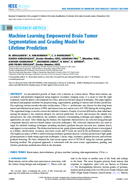 (PDF) ML-Based Brain Tumor Segmentation and Prediction