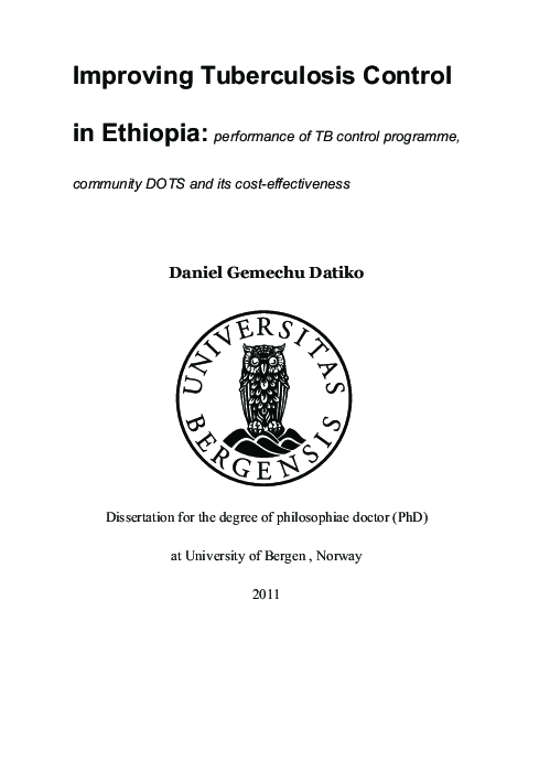 (PDF) Improving Tuberculosis Control in Ethiopia: performance of TB ...