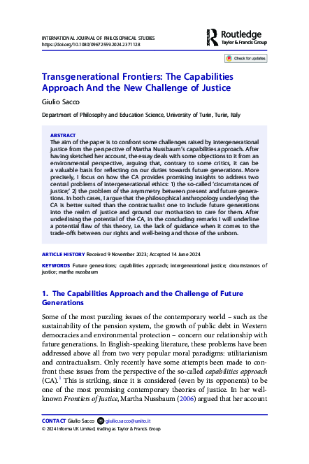 (PDF) Transgenerational Frontiers: The Capabilities Approach And the ...