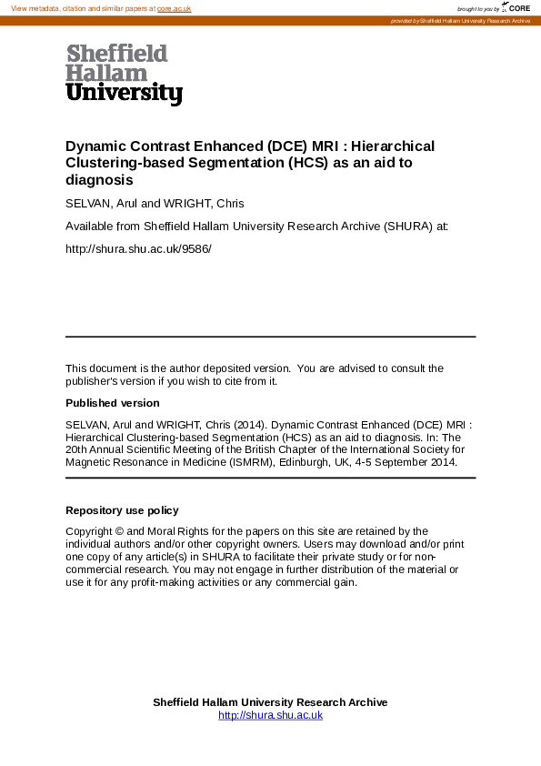 (PDF) Dynamic Contrast Enhanced (DCE) MRI : Hierarchical Clustering ...
