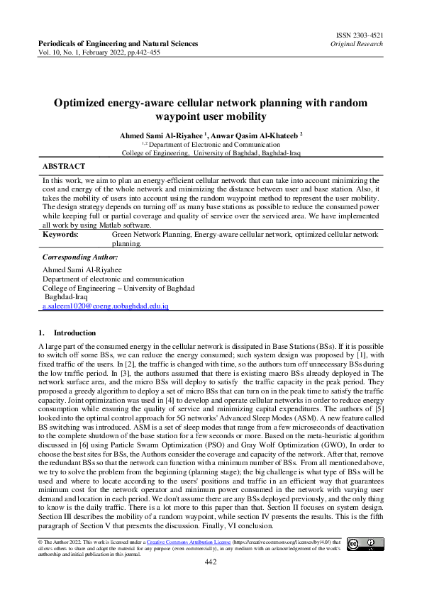 (PDF) Optimized energy-aware cellular network planning with random waypoint user mobility ...